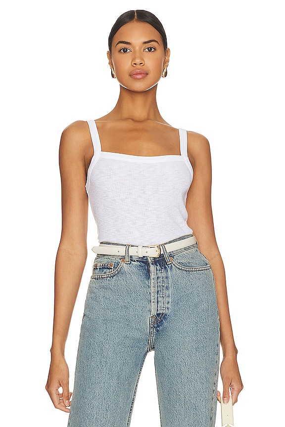 SUNDRY Square Neck Tank in White | REVOLVE