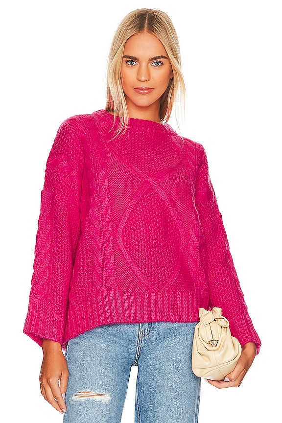 SNDYS x REVOLVE Carrie Cable Knit Pullover in Pink | REVOLVE