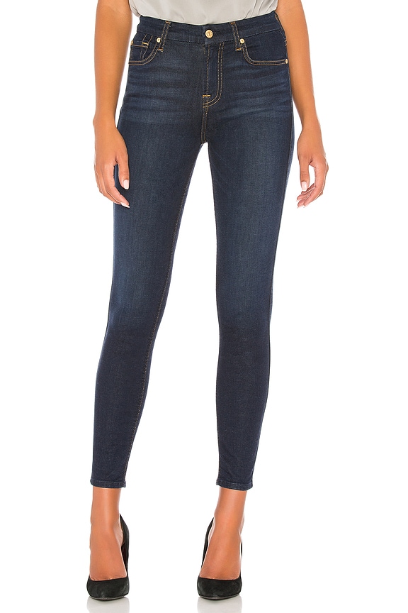 7 For All Mankind The High Waist Ankle Skinny in Siltrid Tru | REVOLVE