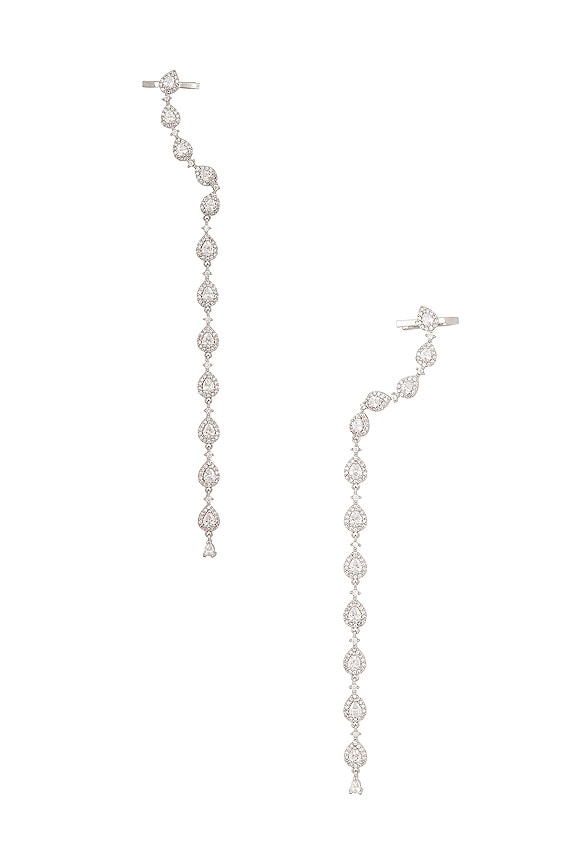 SHASHI Valeria Ear Climber Earrings in Silver | REVOLVE