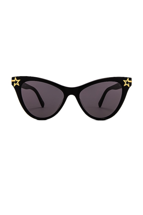 Stella McCartney LUNETTES DE SOLEIL STAR CAT EYE en Shiny Black & Grey ...