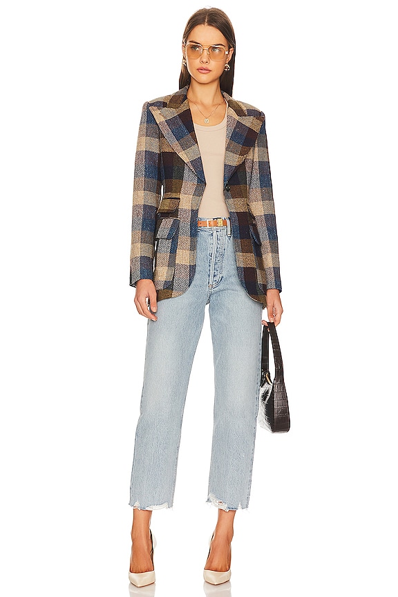 Smythe Birkin Blazer in Peri Lumberjacket Check | REVOLVE