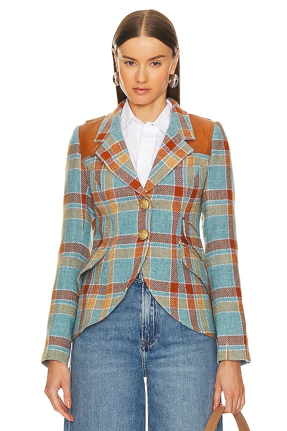 Smythe Hunting Blazer in Blue & Rust Plaid | REVOLVE
