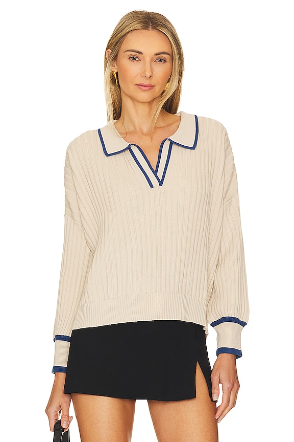 Sancia The Atalie Knit Top in Oatmeal Cobalt | REVOLVE