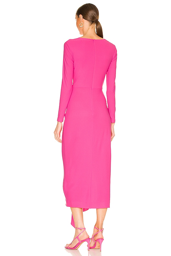 SOLACE London Lorena Midi Dress in Hot Pink | REVOLVE