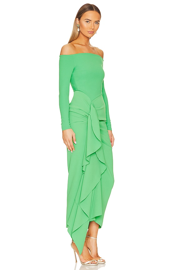 SOLACE London Lotus Midi Dress in Green | REVOLVE