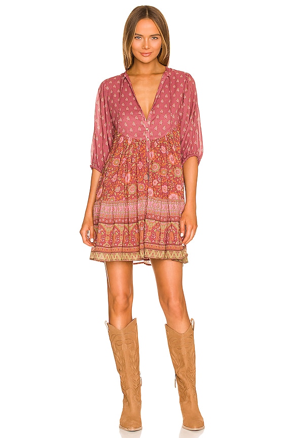 SPELL Utopia Tunic Mini Dress in Berry | REVOLVE