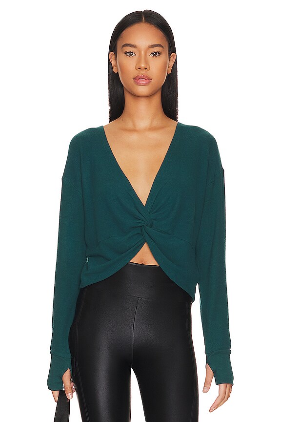 Spiritual Gangster Reversible Twist Front Sweater in Pine | REVOLVE