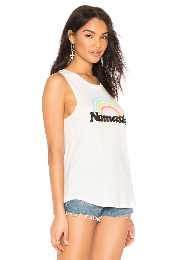 Spiritual Gangster Namaste Rainbow Muscle Tank in Stardust | REVOLVE