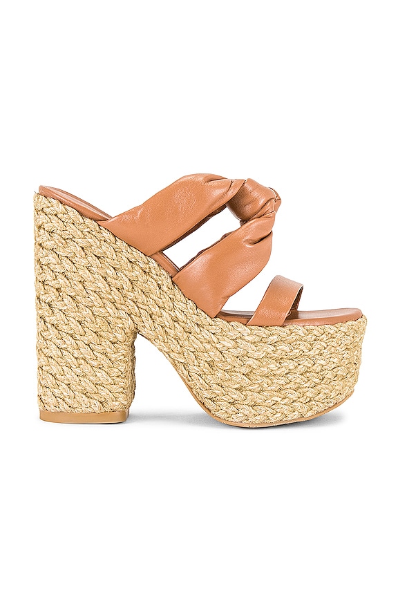 Stuart Weitzman Playa Sohigh 145 Knot Platform Slide in Tan & Natural ...