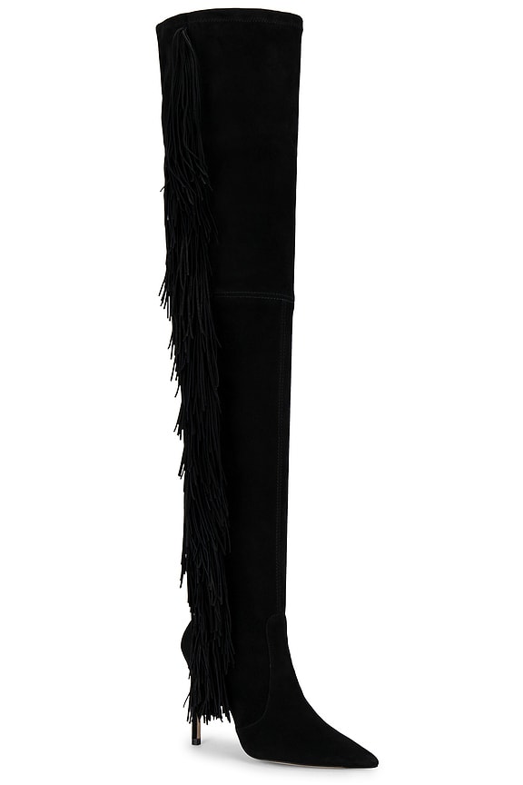 Stuart Weitzman Ultrastuart Fringe 100 Boot in Black | REVOLVE