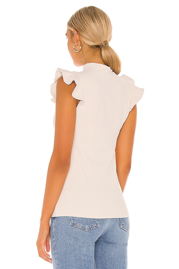 Susana Monaco Ruffle Mock Neck Top in Blanched Almond | REVOLVE