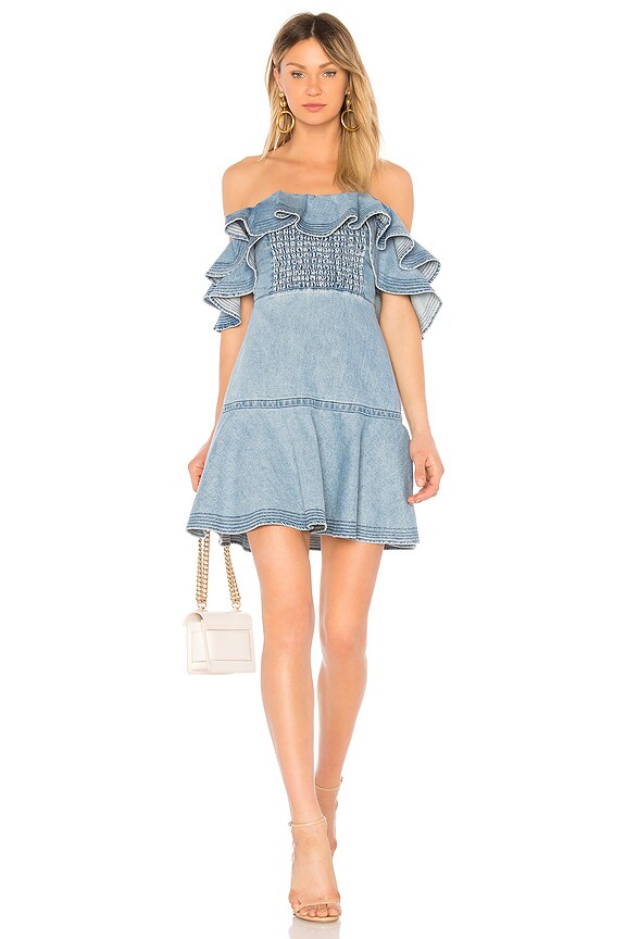 Tanya Taylor Lara Dress in Light Denim | REVOLVE
