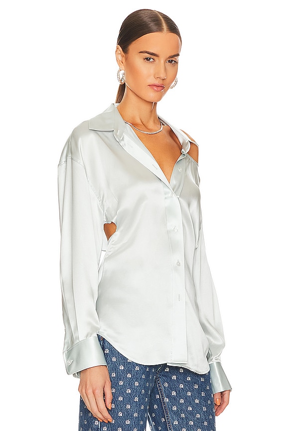 Alexander Wang Open Back Neckline Shirt in Iced Blue | REVOLVE