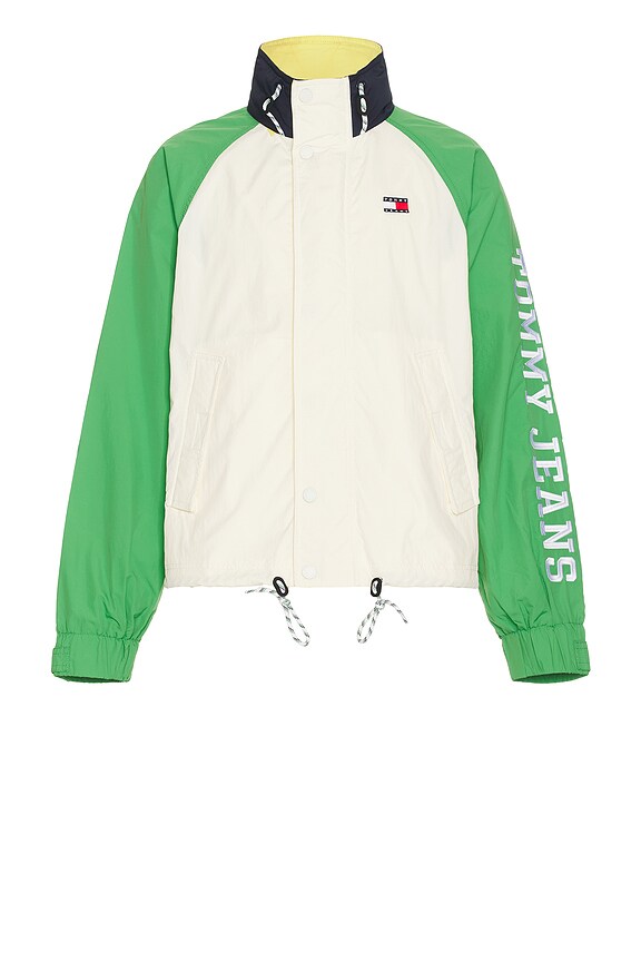 Tommy Jeans Colorblock Jacket in Ancient White & Coastal Green | REVOLVE