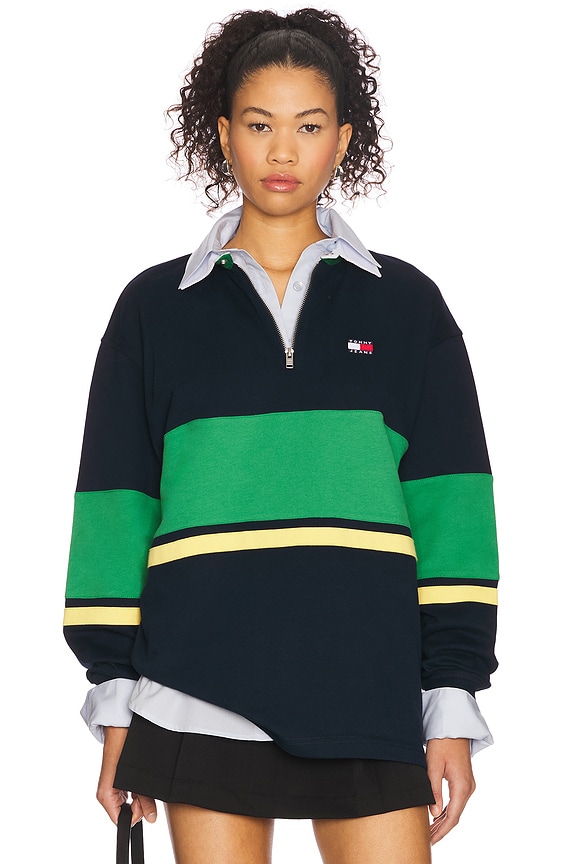 Tommy Jeans Colorblock Rugby in Dark Night Navy | REVOLVE