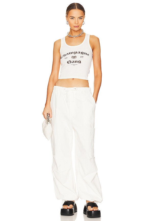 The Laundry Room Champagne Gang Rib Tank in White | REVOLVE