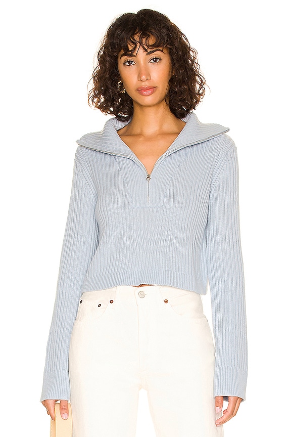 Tularosa Lovelle Zip Up Sweater in Light Blue | REVOLVE