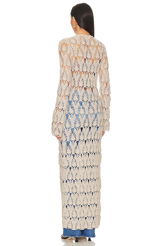 Tularosa Aver Crochet Maxi Cardigan in Beige | REVOLVE