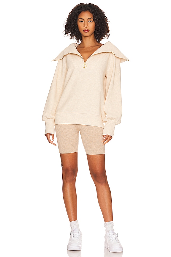 Varley Vine Half Zip Sweater in Oatmeal Marl | REVOLVE