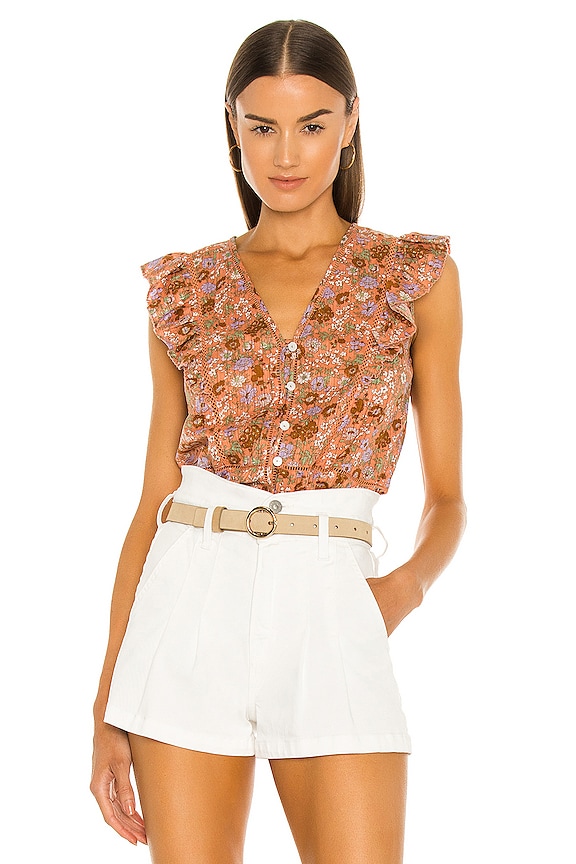 Veronica Beard Araya Top in Coral | REVOLVE