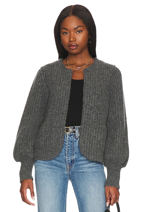 White + Warren Plush Alpaca Blend Open Jacket in Charcoal | REVOLVE