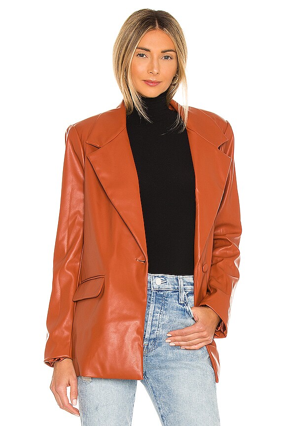 WeWoreWhat Downtown Vegan Leather Blazer in Cognac | REVOLVE
