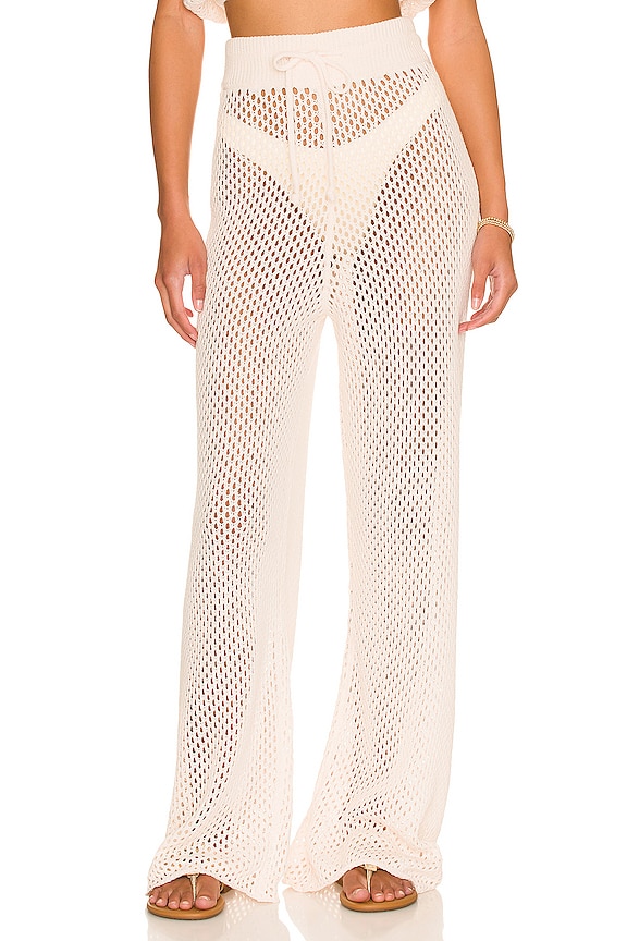 WeWoreWhat Crochet Drawcord Pants in Off White | REVOLVE