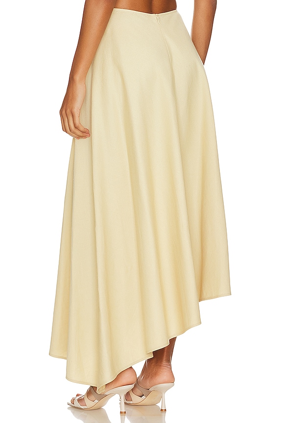 WeWoreWhat Asymmetrical Midi Skirt in Wheat | REVOLVE