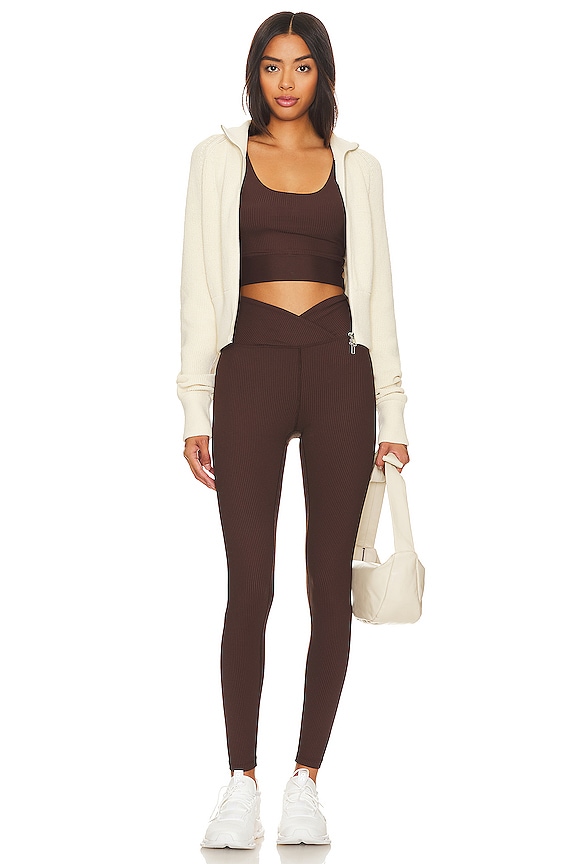 YEAR OF OURS Ribbed Gym Bra in Dark Oak | REVOLVE