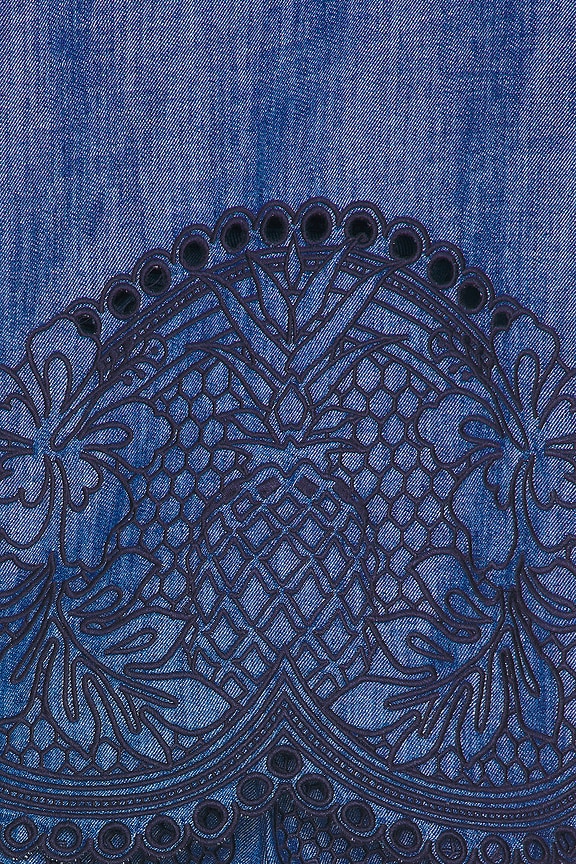 Zimmermann Coco Embroidered Denim Shirt in Railway Blue | REVOLVE