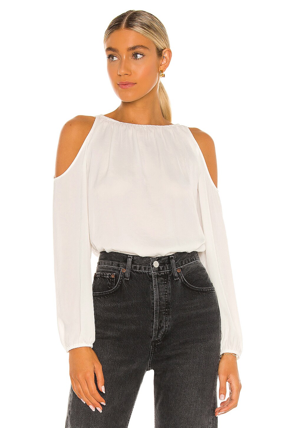 1. STATE Cold Shoulder Blouse in Soft Ecru | REVOLVE
