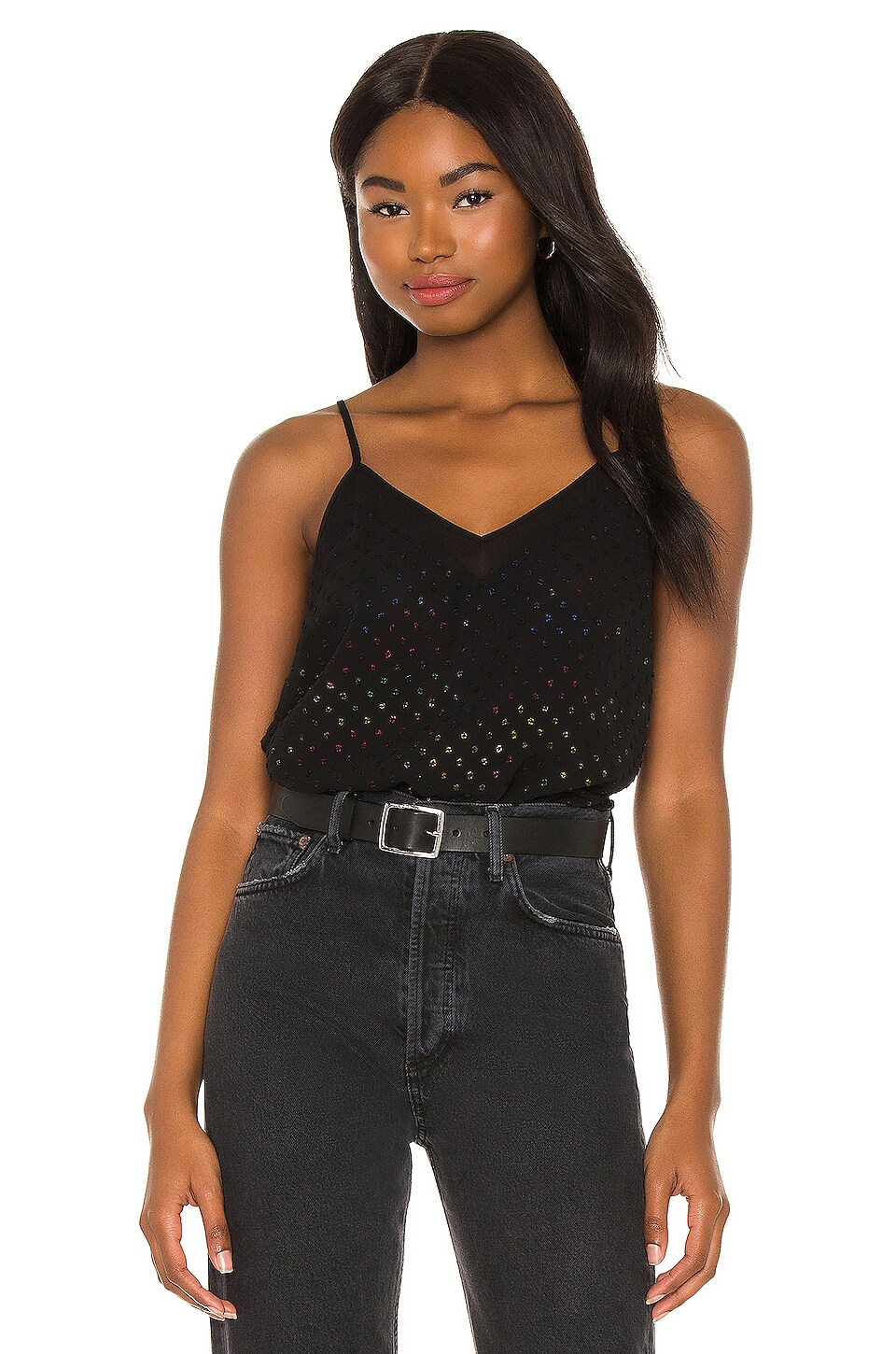 1. STATE Sheer Inset Cami in Rich Black | REVOLVE