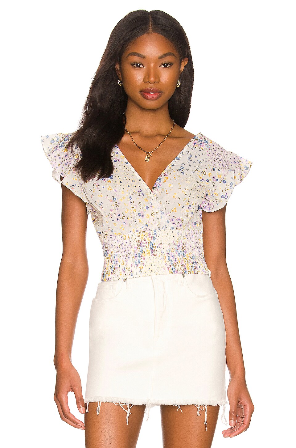 1. STATE Flutter Top in Patchwork Ditsy | REVOLVE