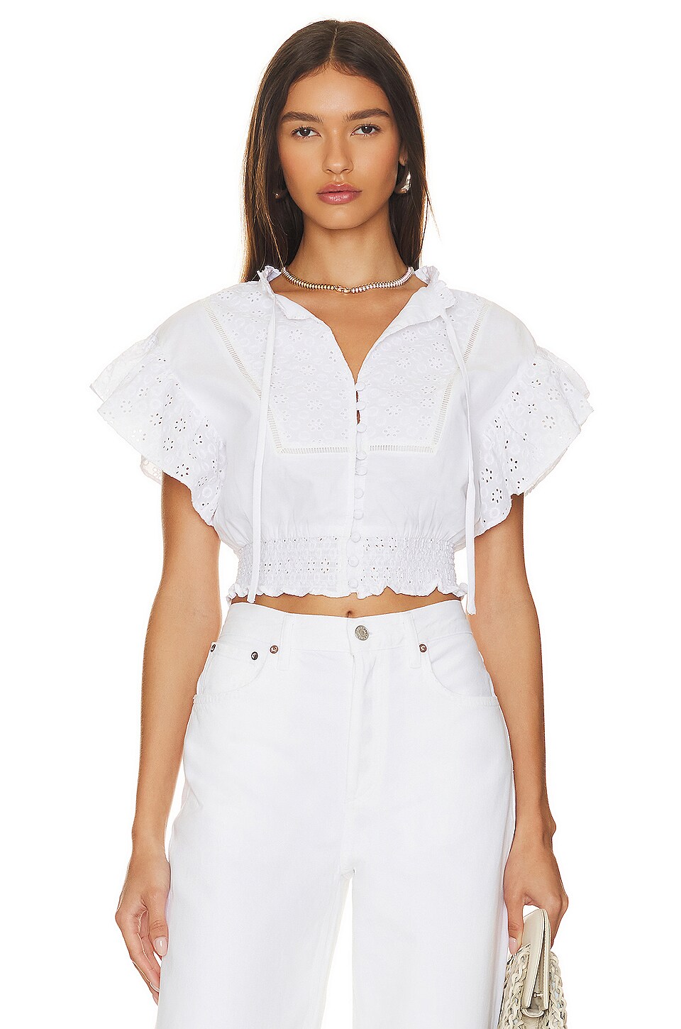 1. STATE Button Front Top in Ultra White | REVOLVE
