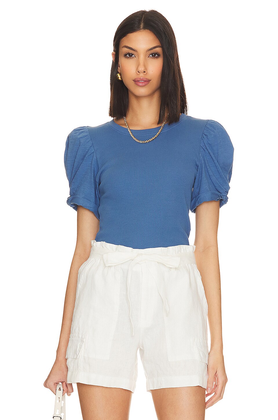 1. STATE Puff Sleeve Tee in Capri Blue | REVOLVE