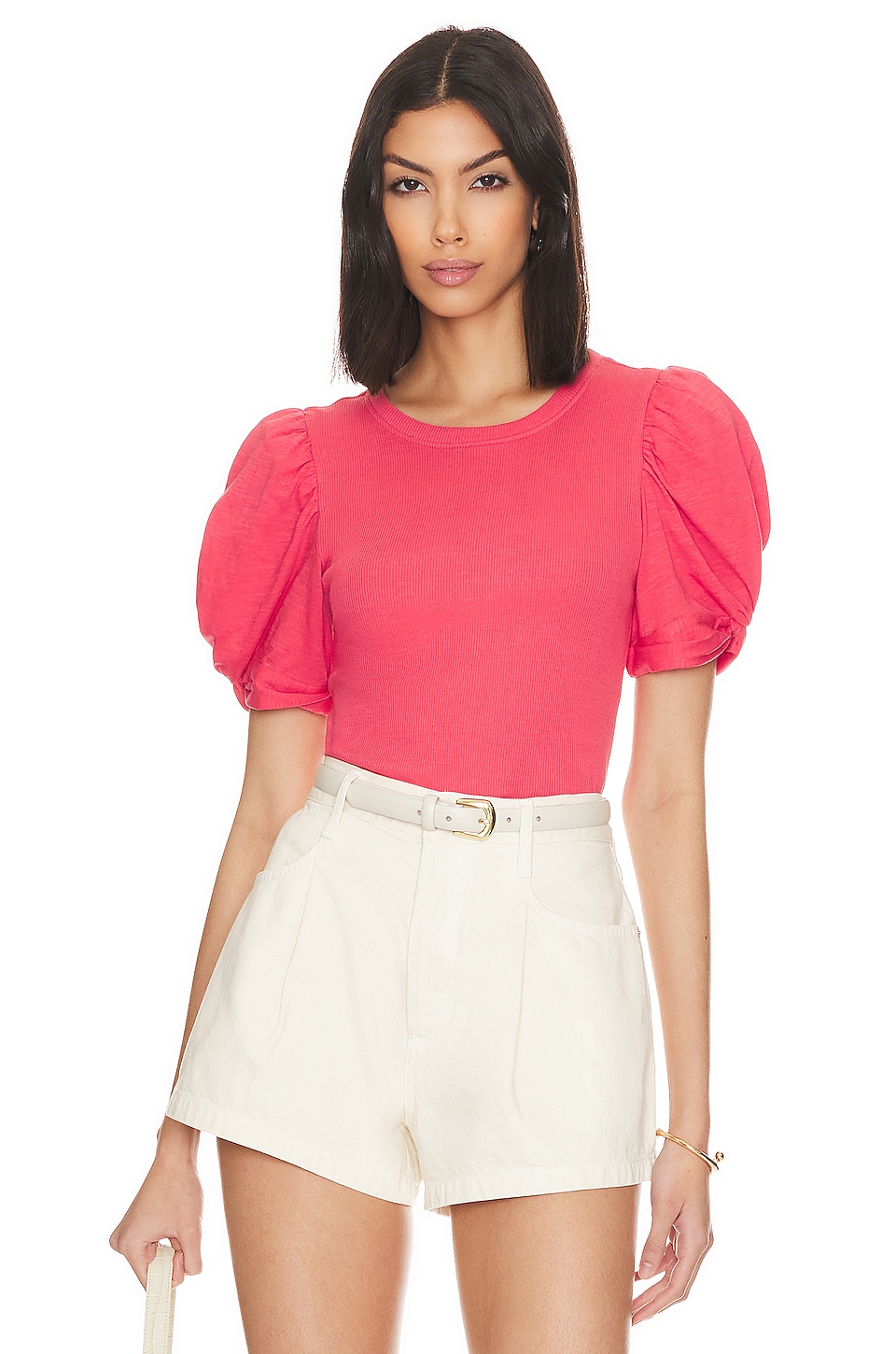 1. STATE Puff Sleeve Tee in Crimson | REVOLVE