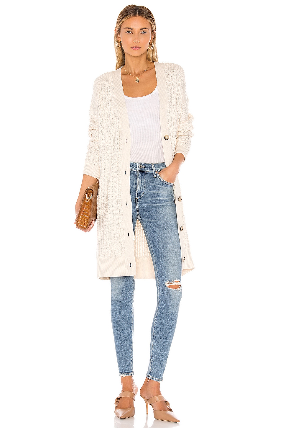 525 Cable Cardigan in Ecru Melange | REVOLVE