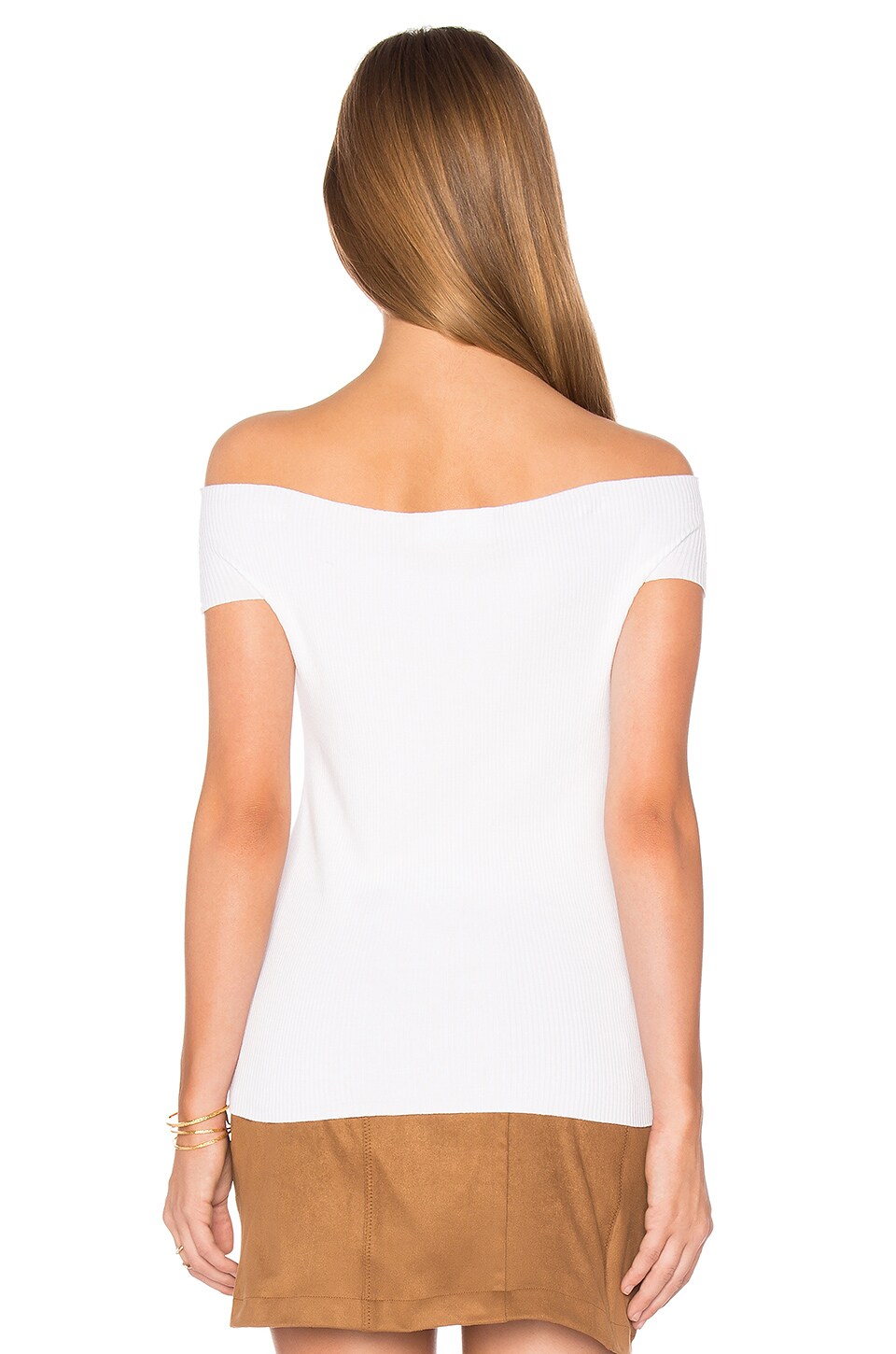 525 AMERICA Off Shoulder Ribbed Top in Bleach White | ModeSens