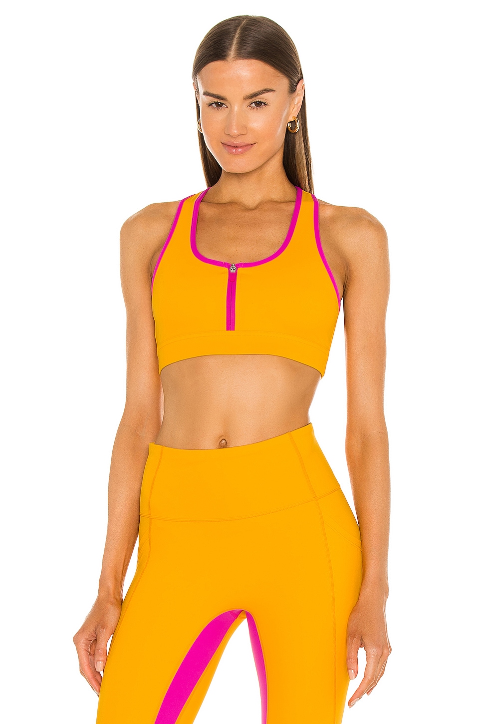 All Access Zip Front Bra in Escape Orange & Digital Pink | REVOLVE