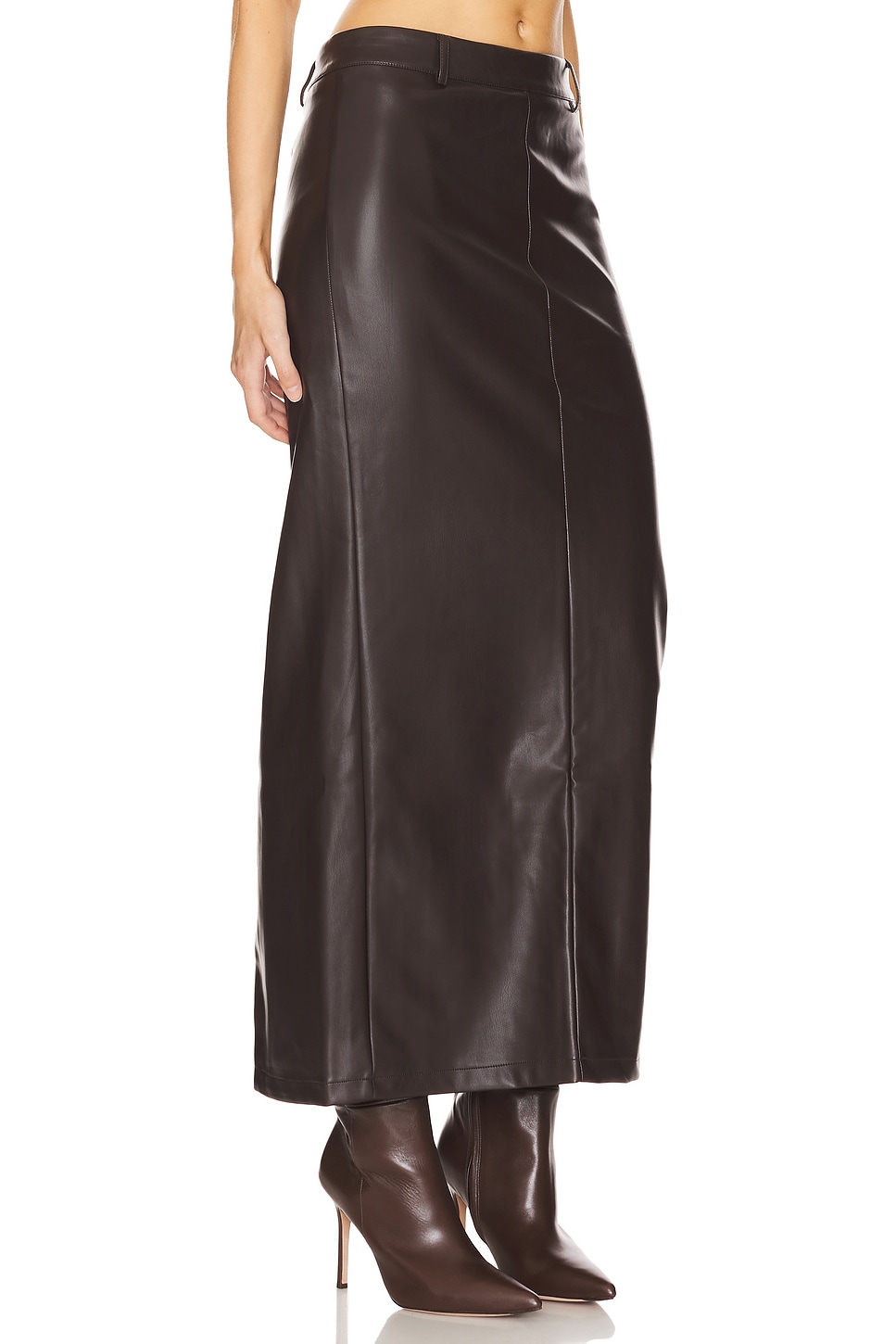 ALL THE WAYS Kayla Faux Leather Skirt in Chocolate Brown | REVOLVE