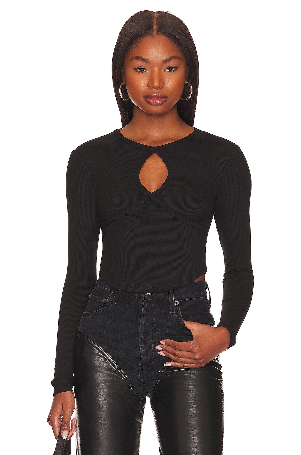 ALL THE WAYS Ella Key Hole Top in Black | REVOLVE