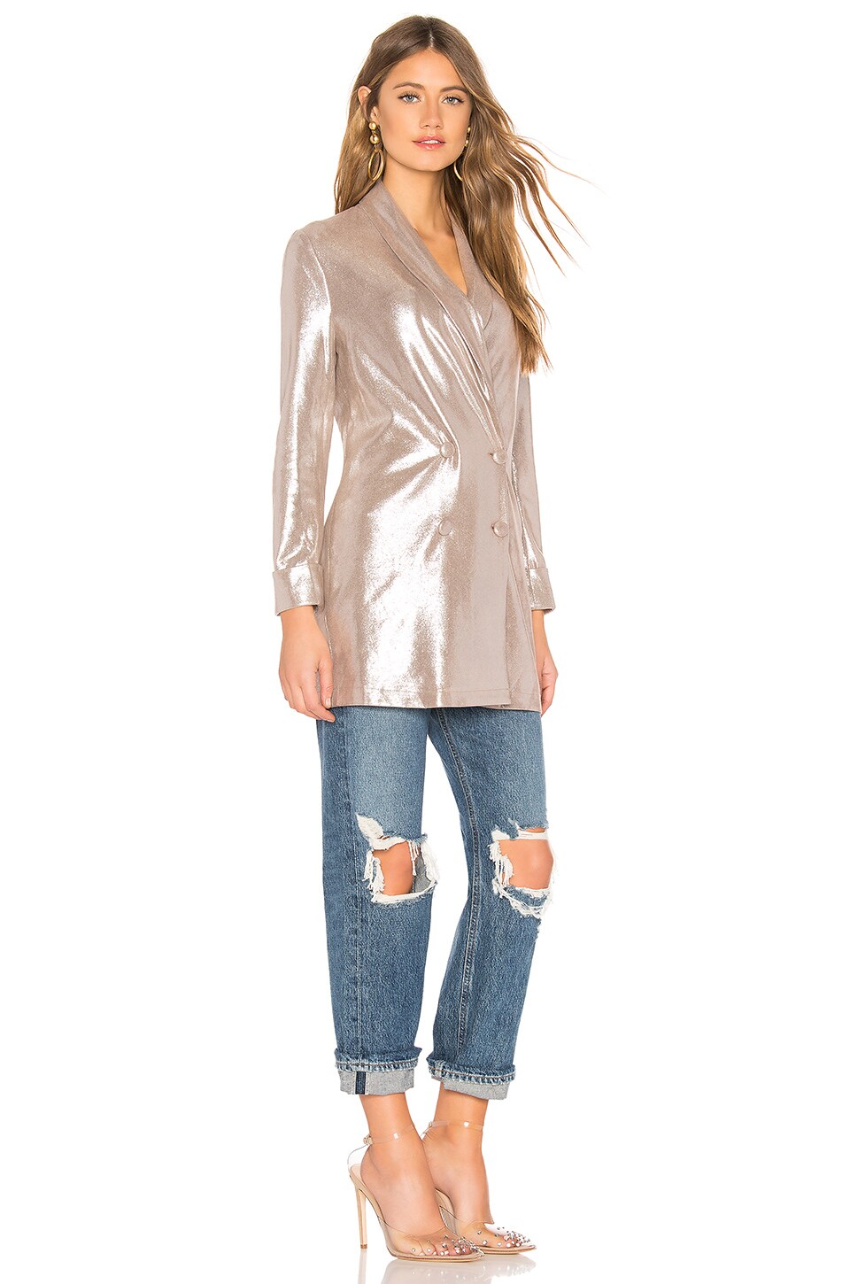 About Us Matilda Metallic Blazer in Gunmetal | REVOLVE