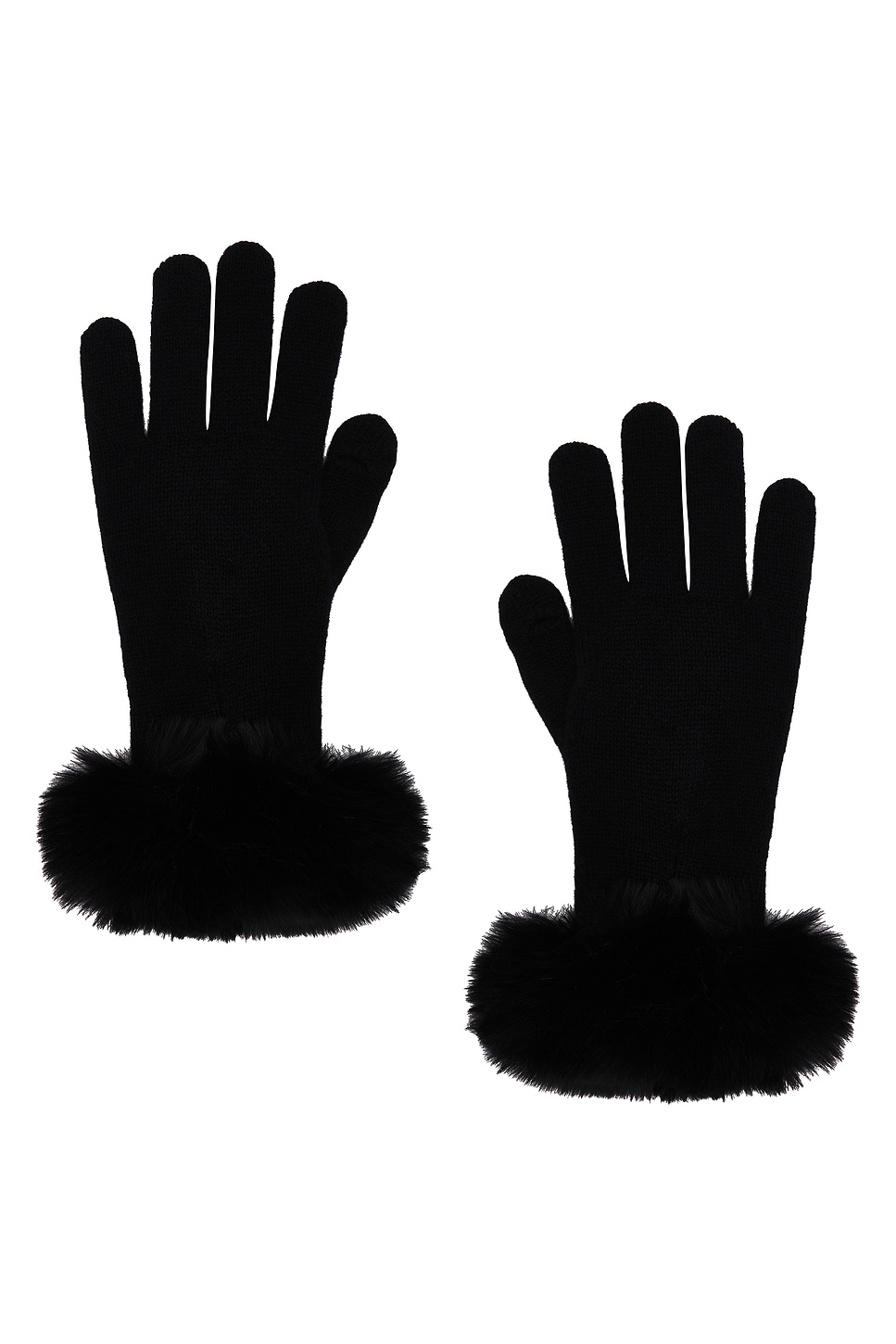Adrienne Landau GANTS THE LUCIE FAUX FUR en Jet Black REVOLVE