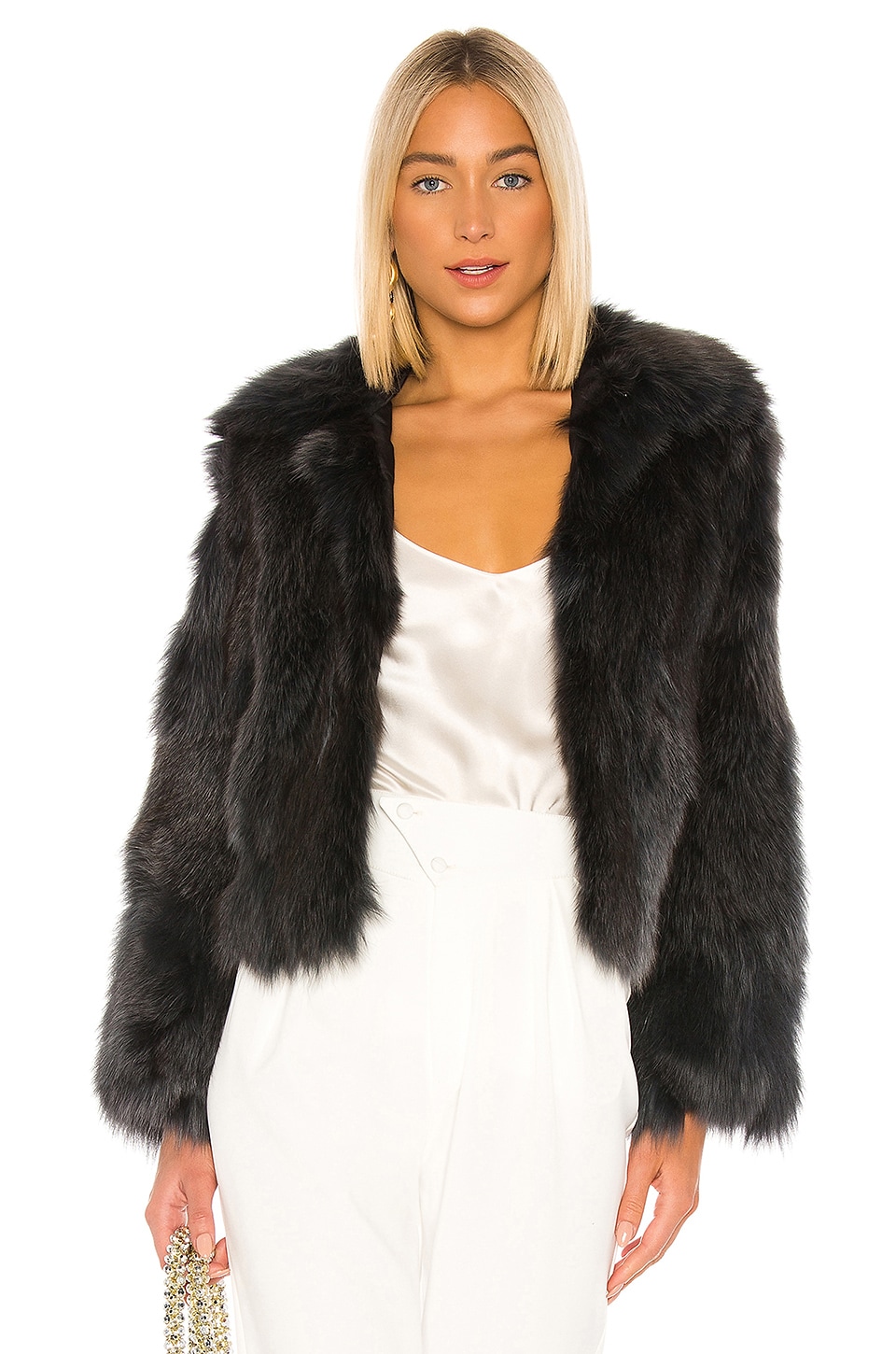 Adrienne Landau Fox Fur Jacket in Indigo | REVOLVE