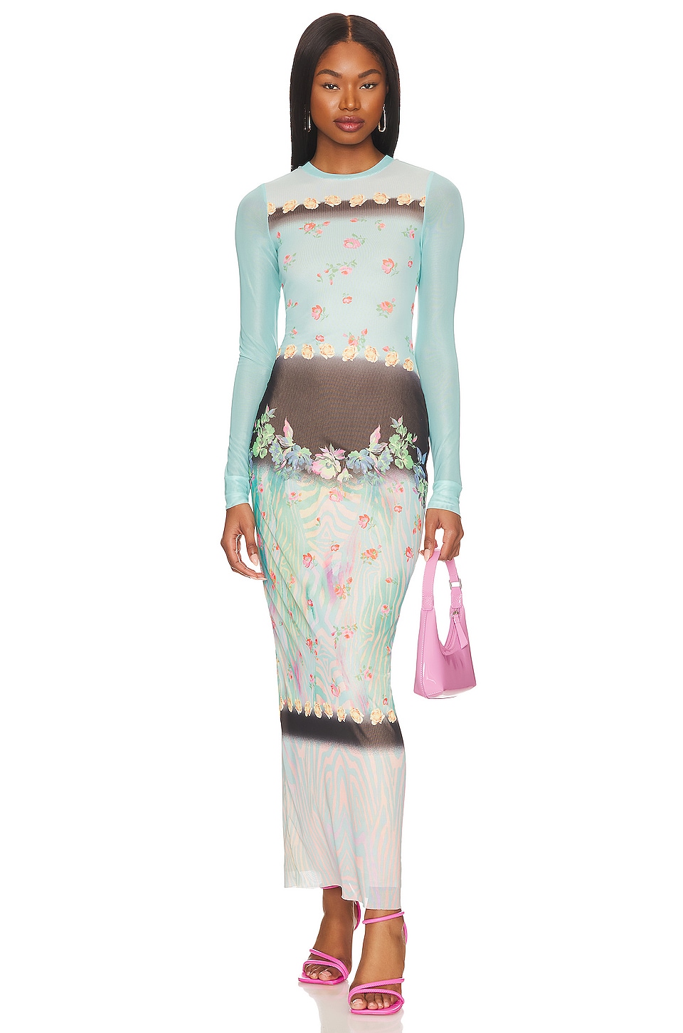 AFRM Didi Maxi Dress in Aqua Floral Placement | REVOLVE