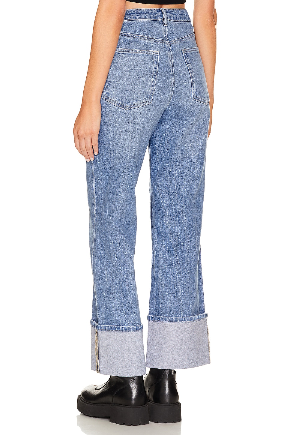 AFRM Kendall Cuff Hem Wide Leg Jeans in South Pacific Wash | REVOLVE