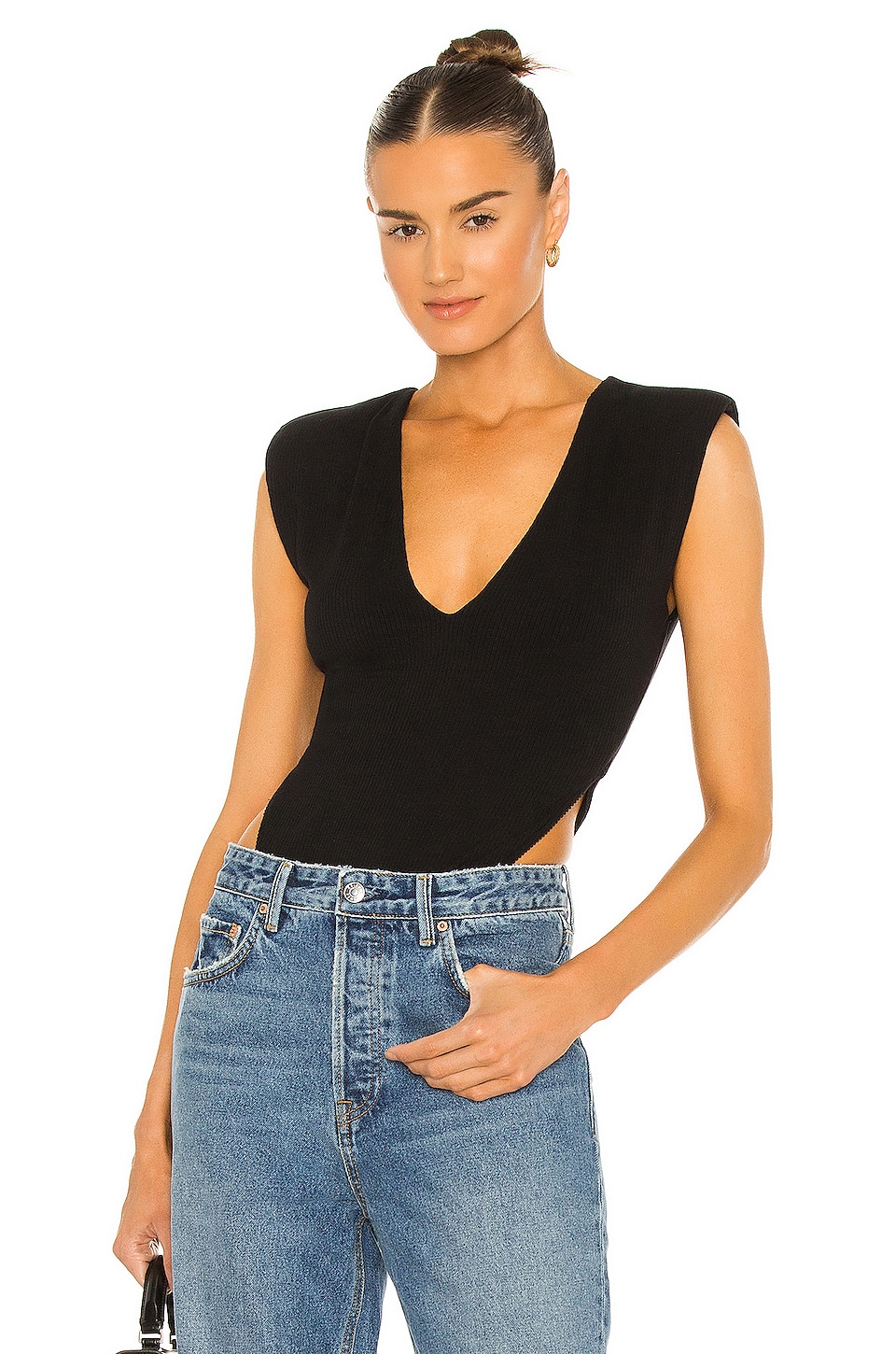 AFRM Ami Bodysuit in Noir | REVOLVE