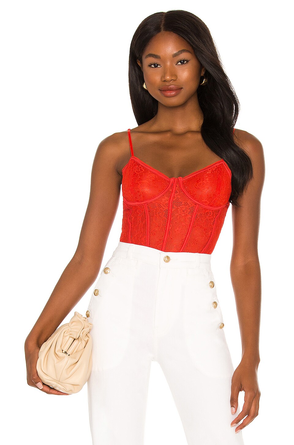 AFRM Cora Bodysuit in Fiery Red | REVOLVE