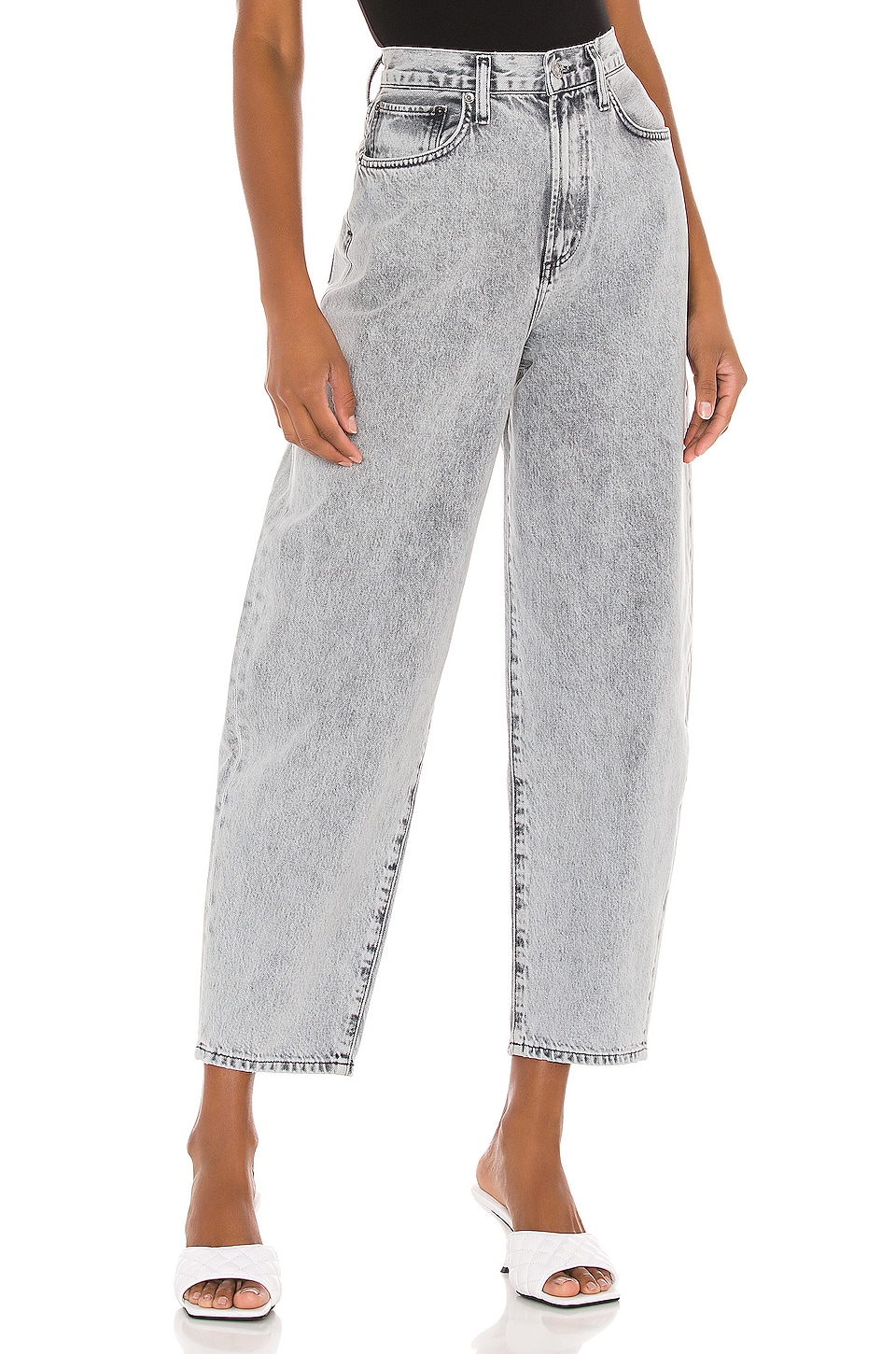 AGOLDE Balloon Ultra High Rise Curved Taper in Alloy | REVOLVE